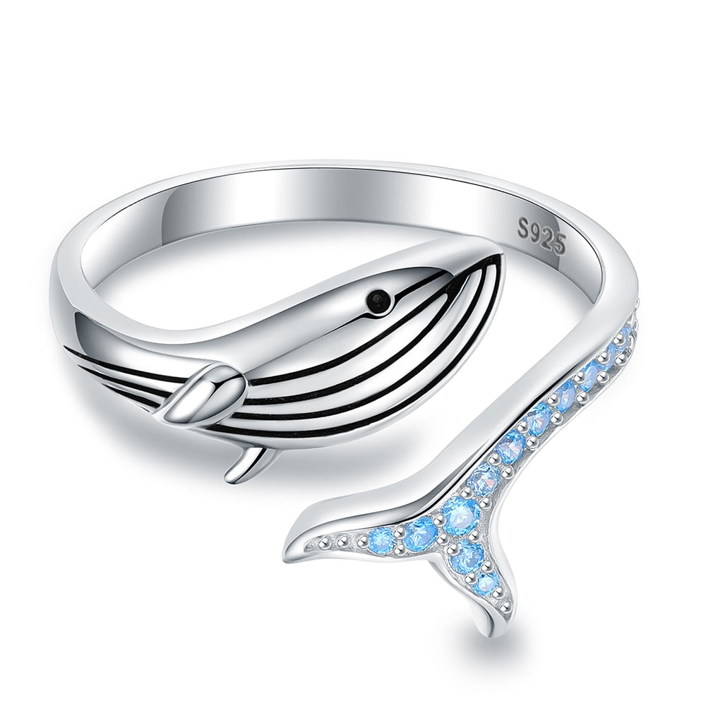 925 Sterling Silver Whale Shaped Open Ring – Ocean Lovers United